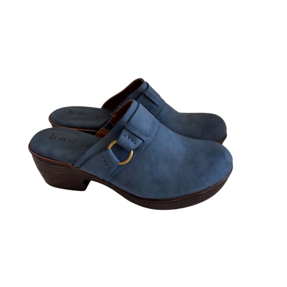 boc | Shoes | Boc Blue Leather Buckle Clog Mules Womens Size 9m Slip On ...